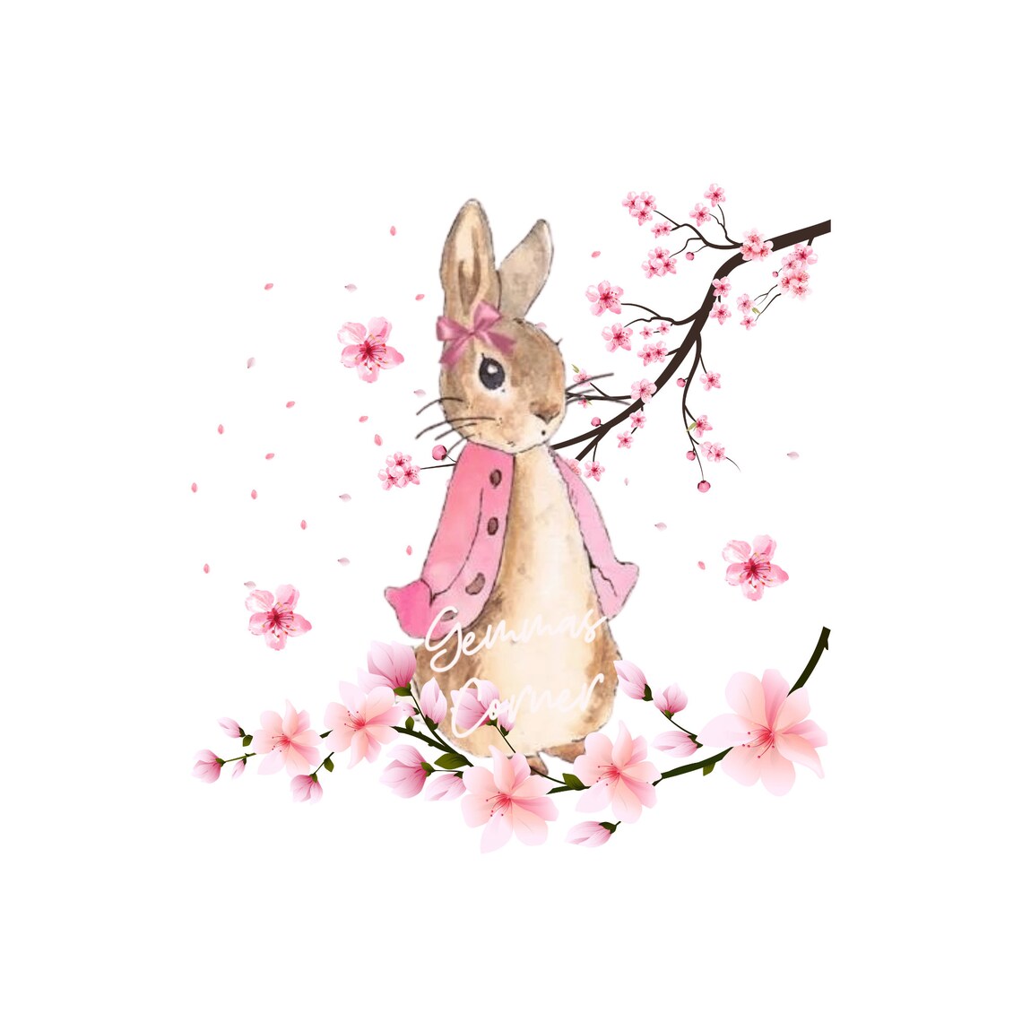 Flopsy Bunny PNG, Pink Peter the Rabbit and Cherry Blossom, Cherry ...