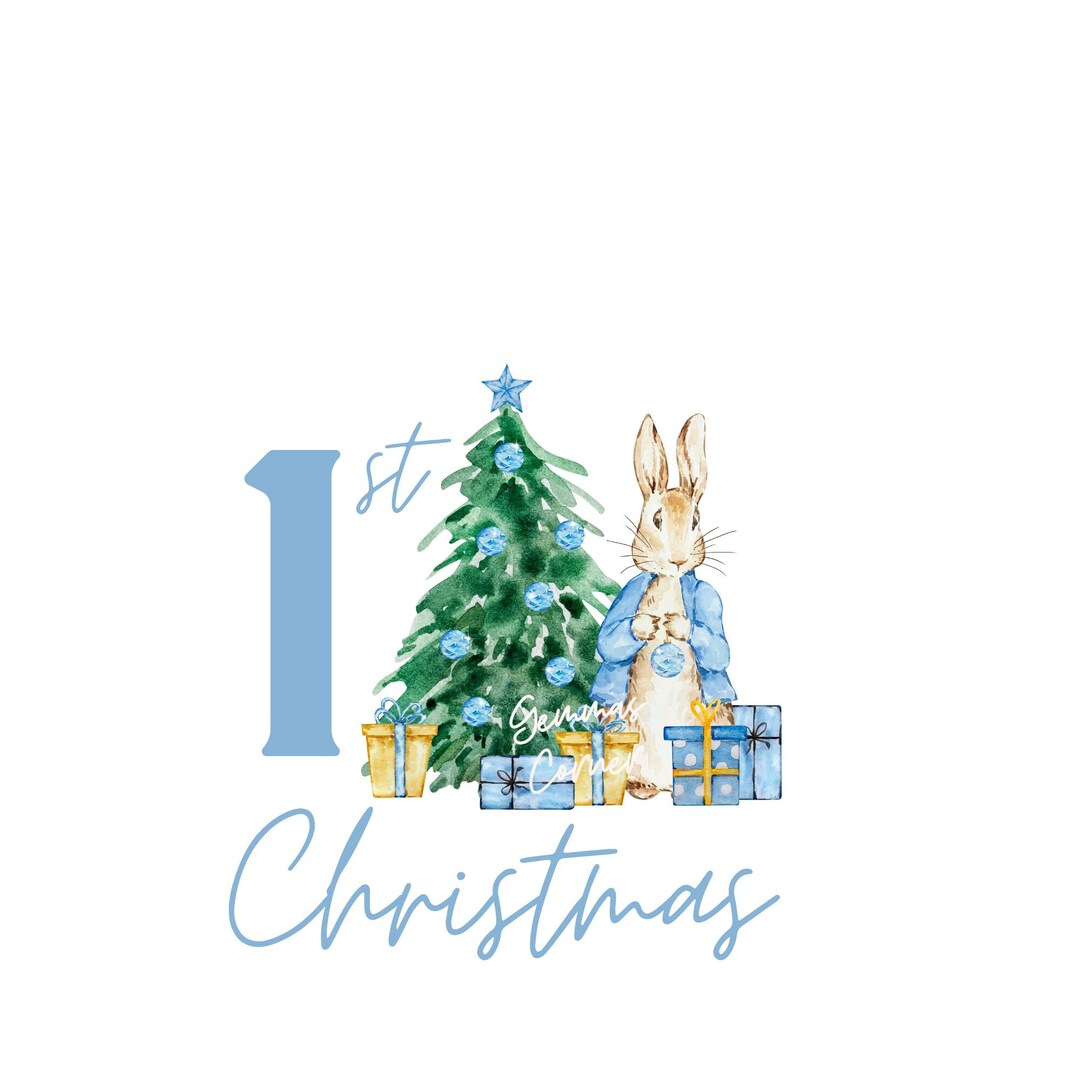 Peter the Rabbit PNG, Blue 1st Christmas Design, Peter Rabbit 1st ...