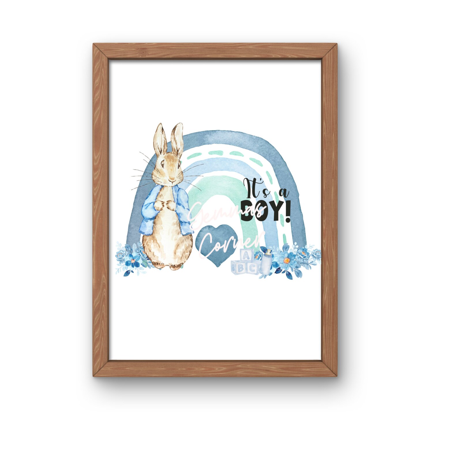 Rainbow Peter the Rabbit Baby Boy PNG, Animal Design, Its A Boy PNG ...