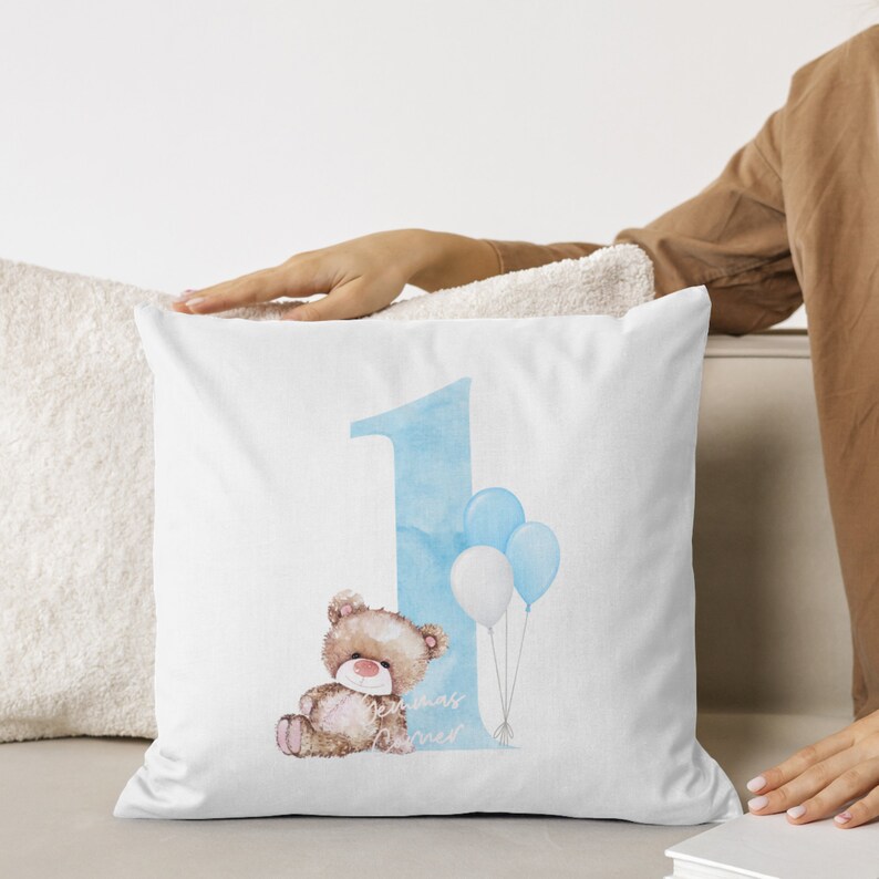 Teddy Bear Blue Balloons 1st Birthday PNG, First Birthday Sublimation ...