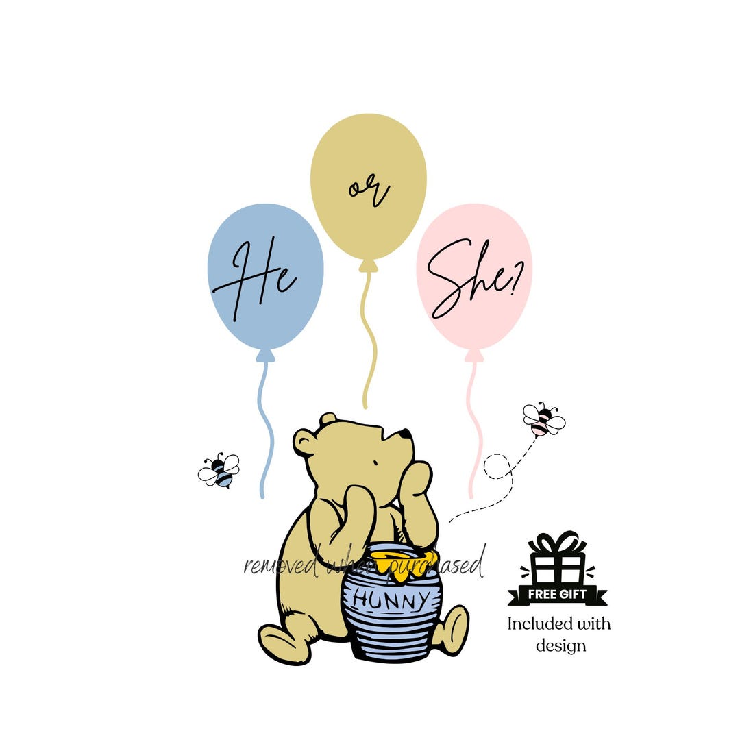 He or She Winnie Pooh Baby Shower, Winnie Pooh PNG, Classic Winnie the ...
