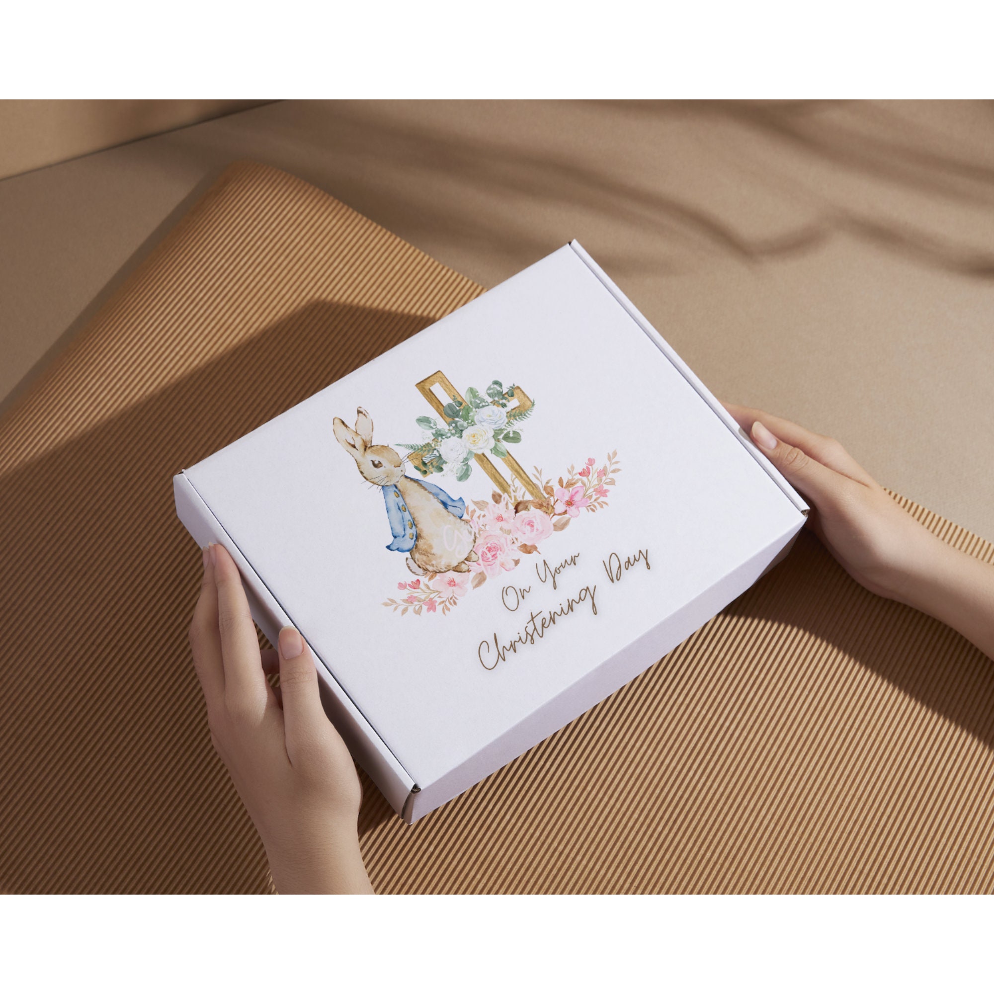 Peter the Rabbit Christening PNG, Pink Christening Design, Christening ...