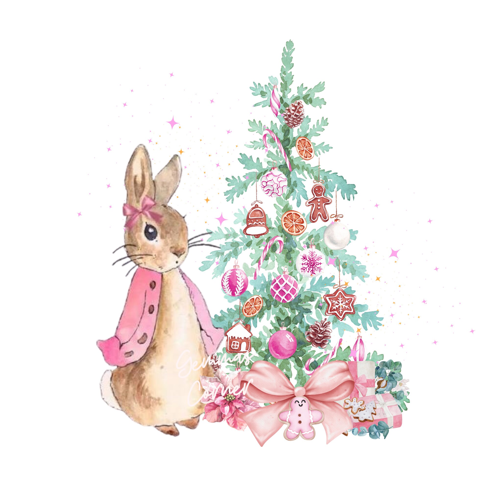 Flopsy Bunny PNG, Pink 1st Christmas Design, Peter Rabbit Christmas PNG ...