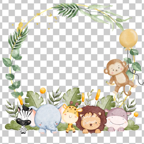 Jungle Safari Baby Border Tiger Safari Animal Nursery Print New Baby