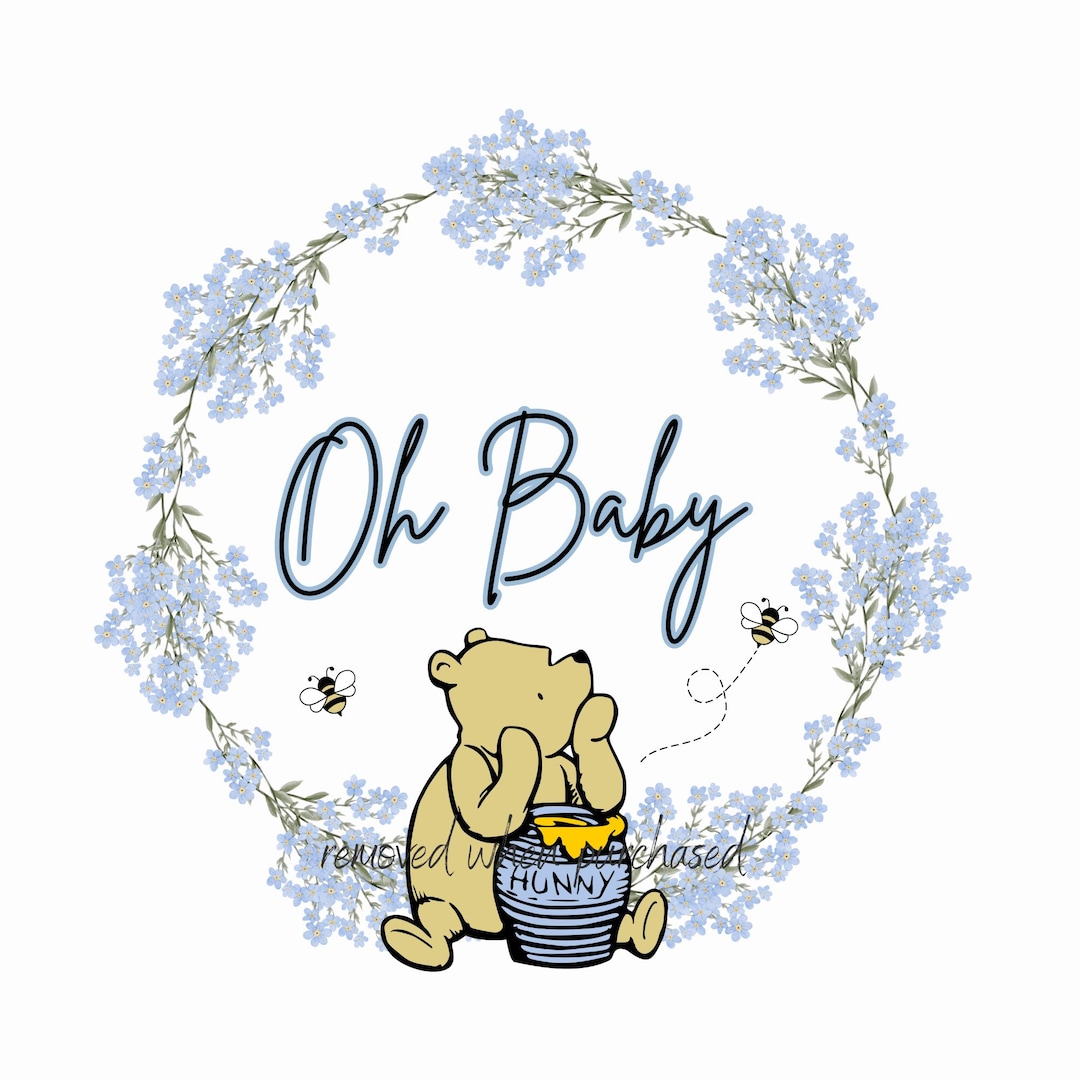 Blue Winnie Pooh Baby Shower Ring, Winnie Pooh PNG, Classic Winnie the ...