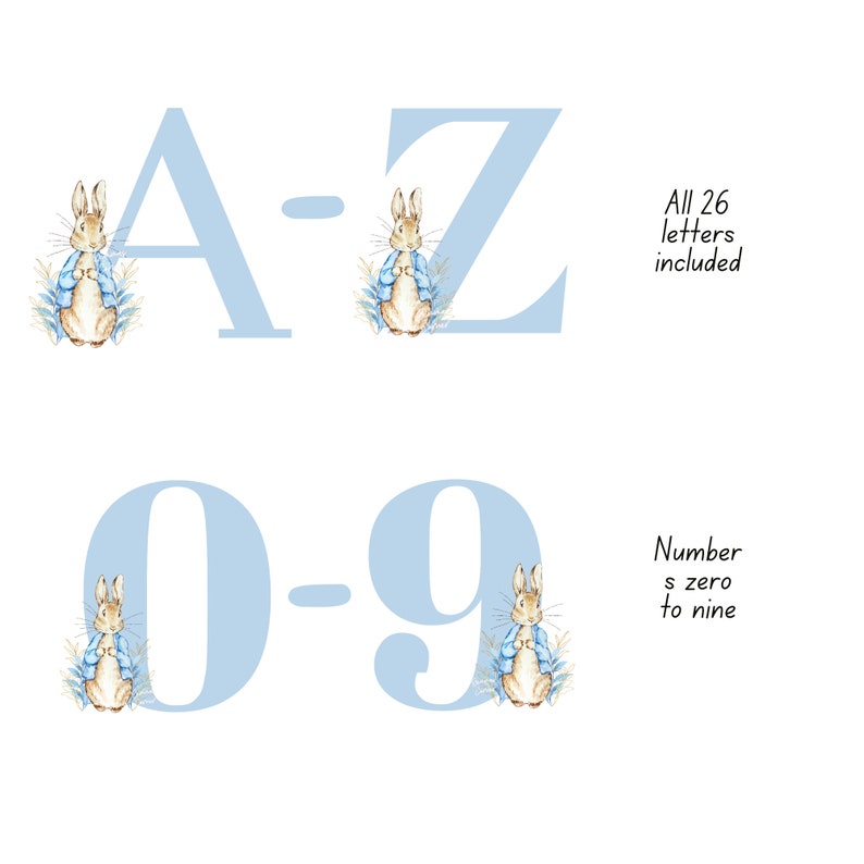 Peter Rabbit Bundle Ages 1-9 A-Z, Peter Rabbit PNG SVG, Set Digital ...