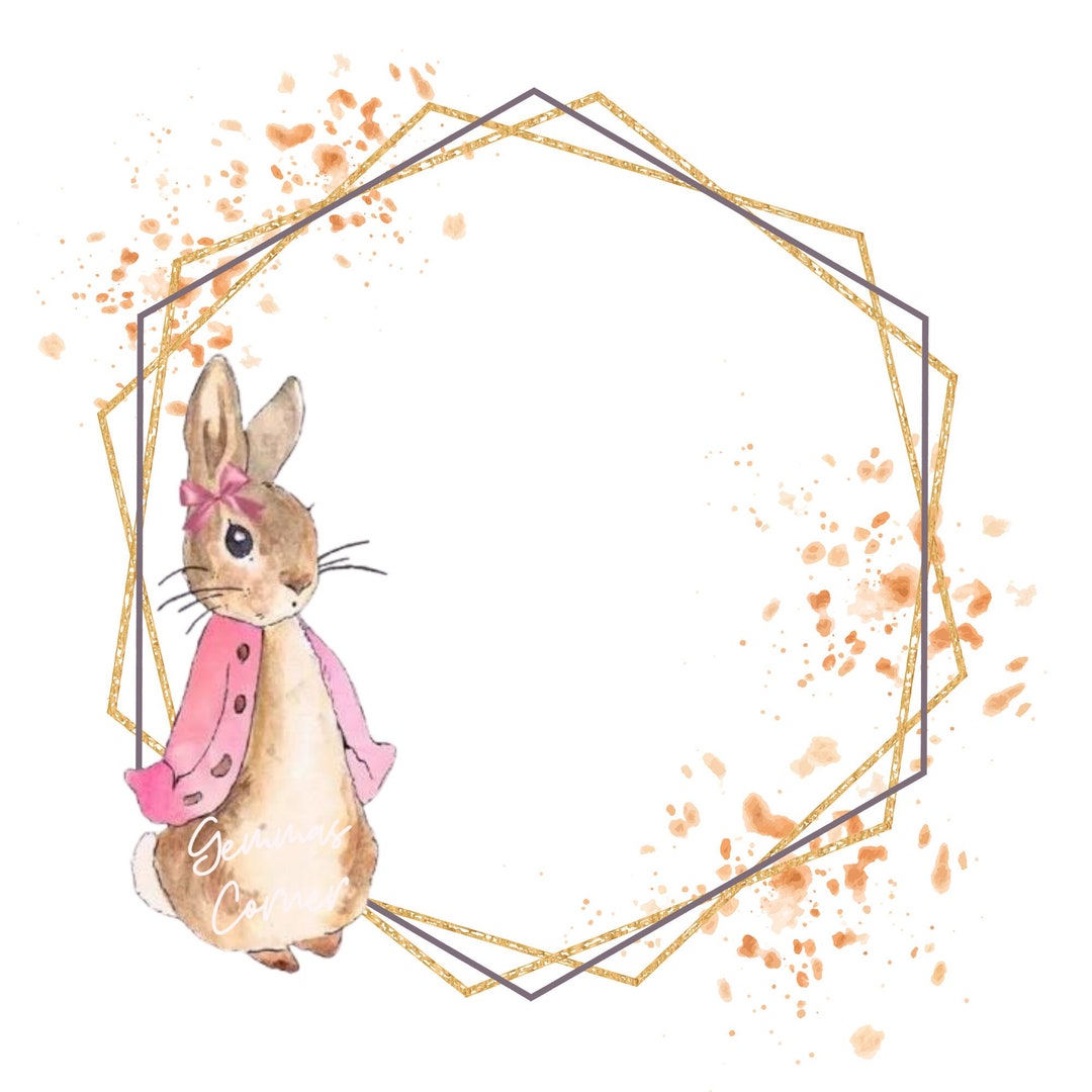 Flopsy Bunny PNG and SVG Bundle, Gold Peter the Rabbit Border, Flopsy ...