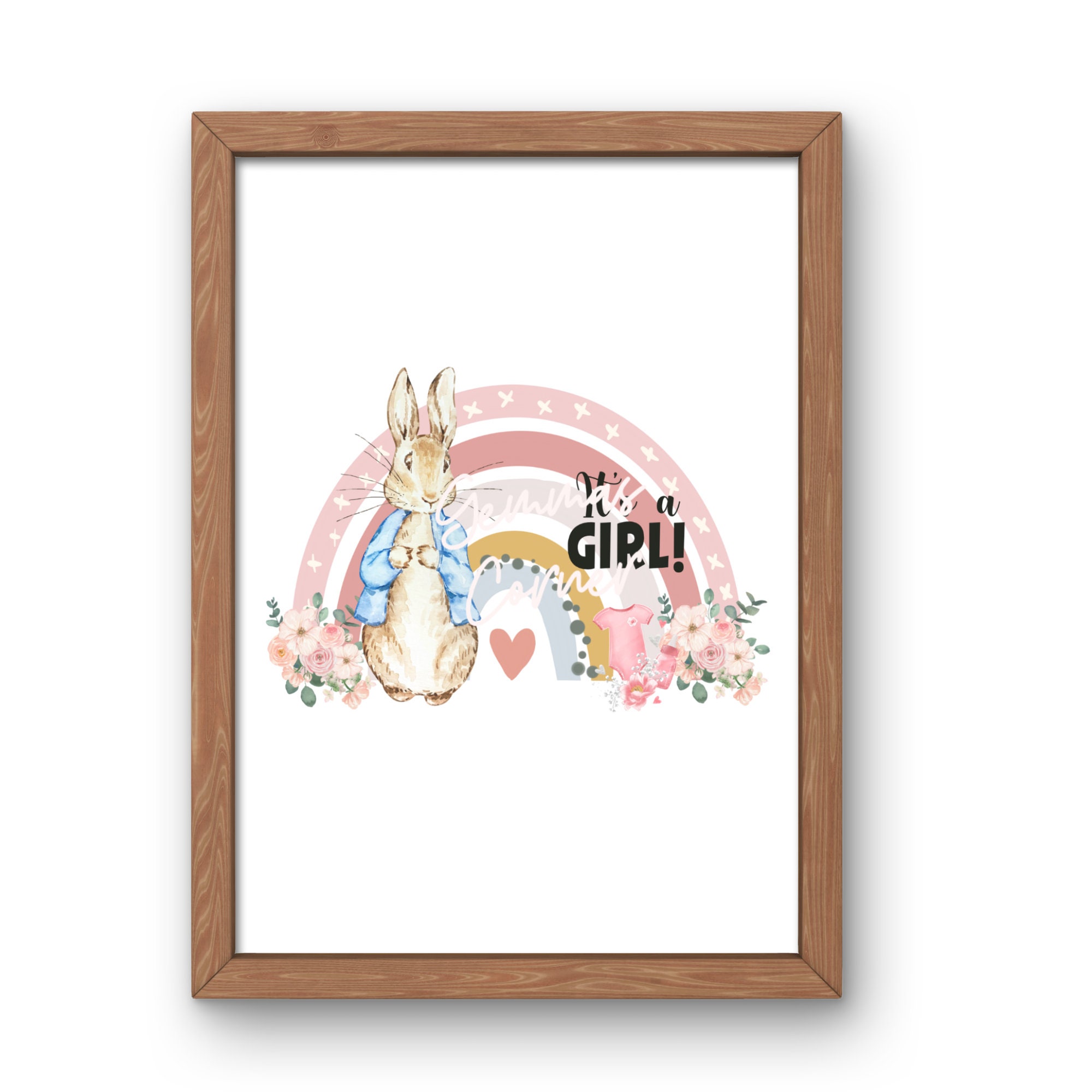Rainbow Peter the Rabbit Baby Girl PNG, Animal Design, Its A Girl PNG ...
