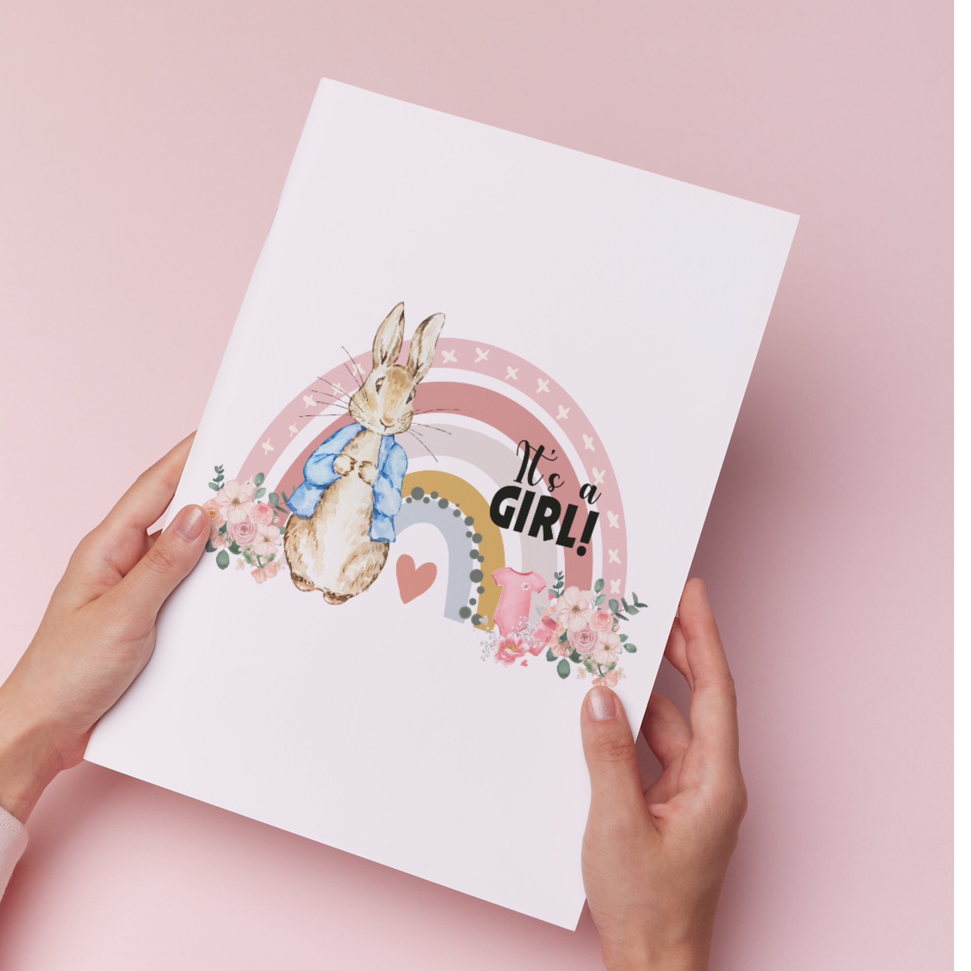 Rainbow Peter the Rabbit Baby Girl PNG, Animal Design, Its A Girl PNG ...