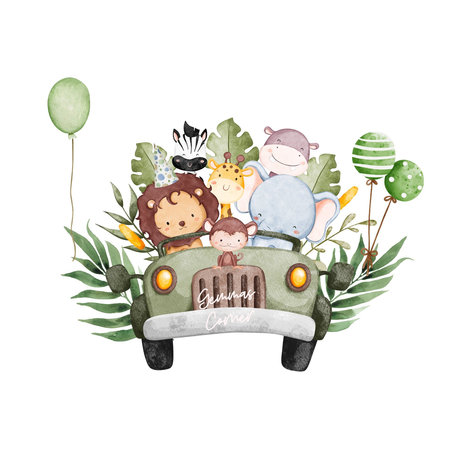 Baby Safari Animals Truck PNG, Watercolor Baby Animals,t Shirt ...
