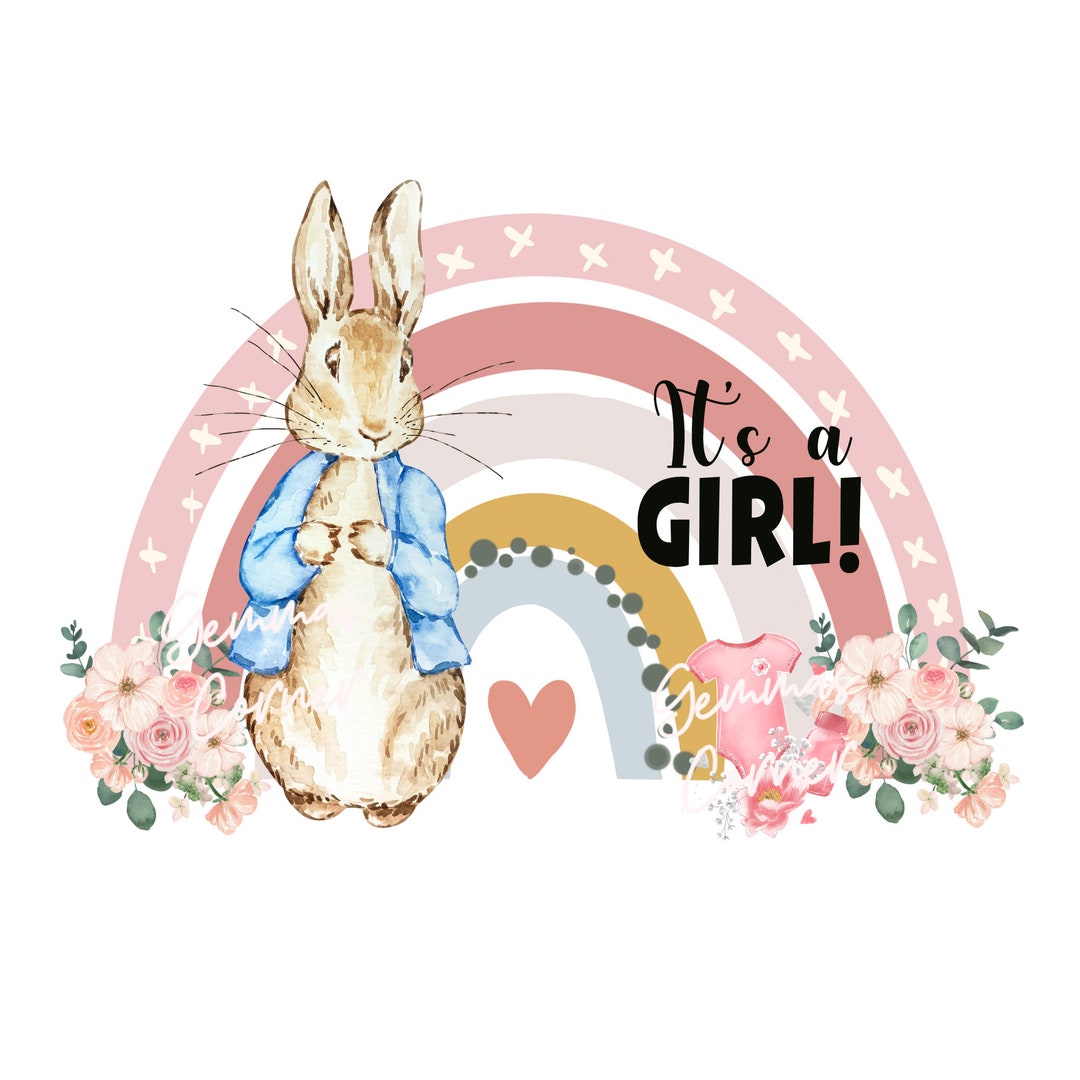 Rainbow Peter the Rabbit Baby Girl PNG, Animal Design, Its A Girl PNG ...