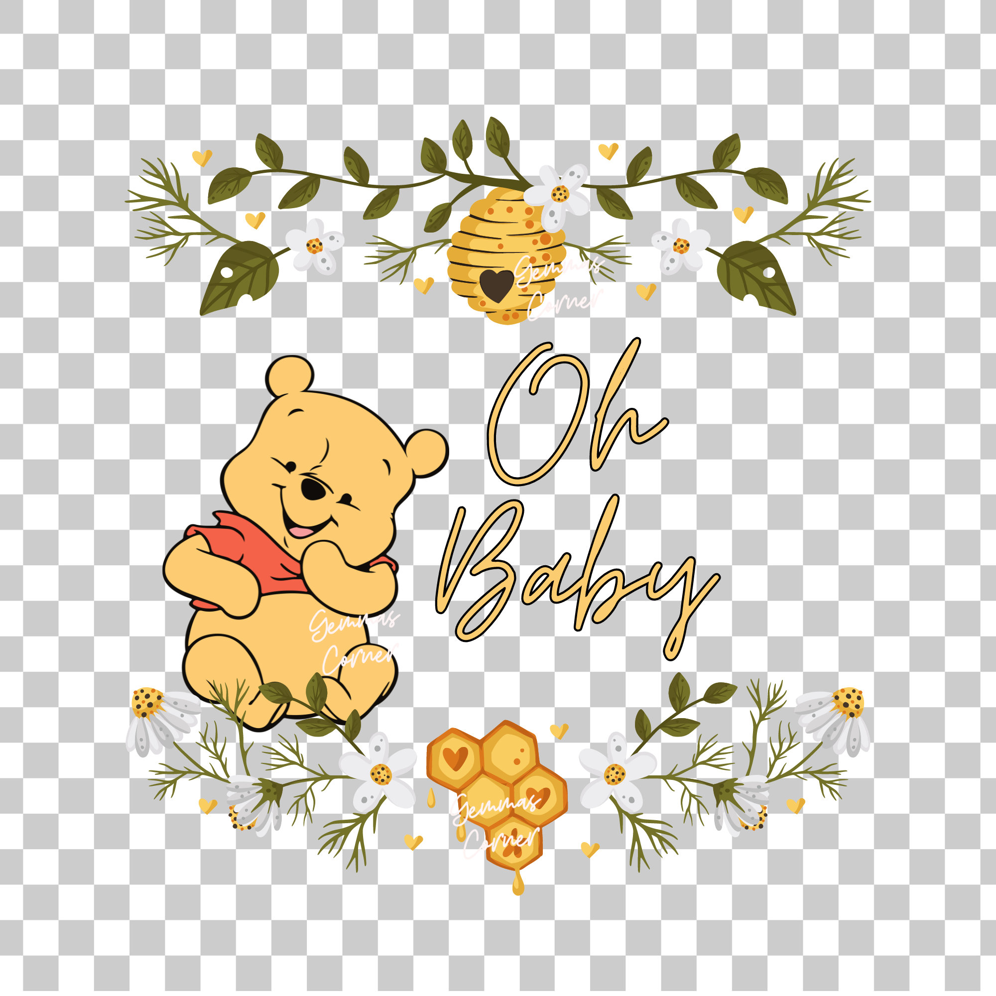 Winnie Pooh Baby Shower, Winnie Pooh PNG, Classic Winnie the Pooh ...