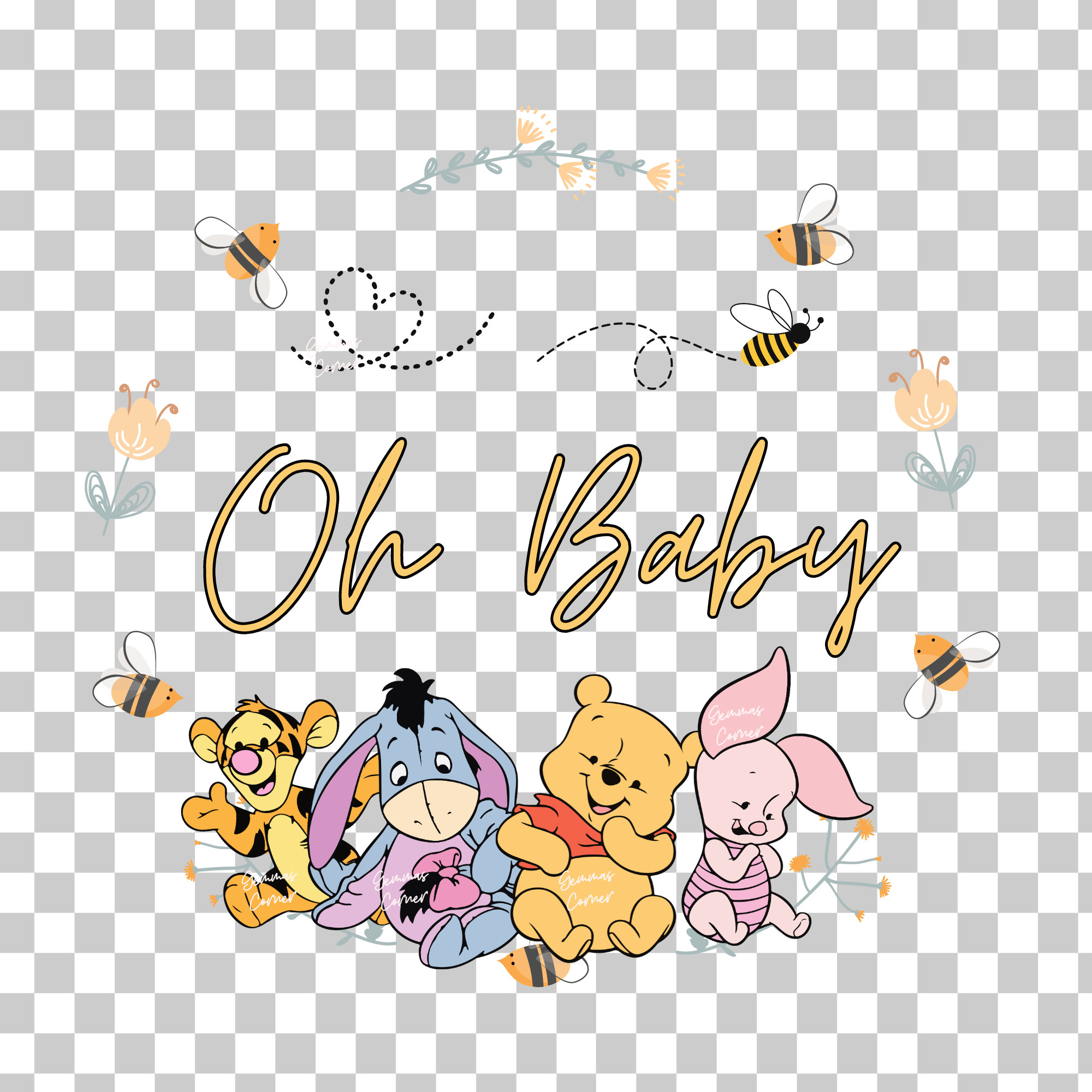 Winnie Pooh Baby Shower Ring, Winnie Pooh PNG, Classic Winnie the Pooh ...