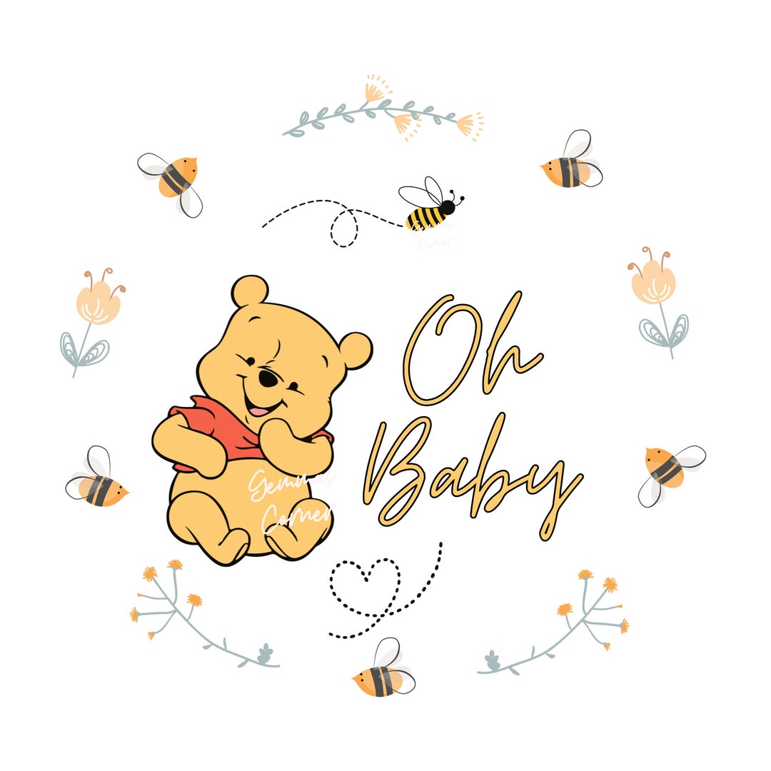 Clipart de Winnie the Pooh para baby shower, abeja PNG (descarga ...