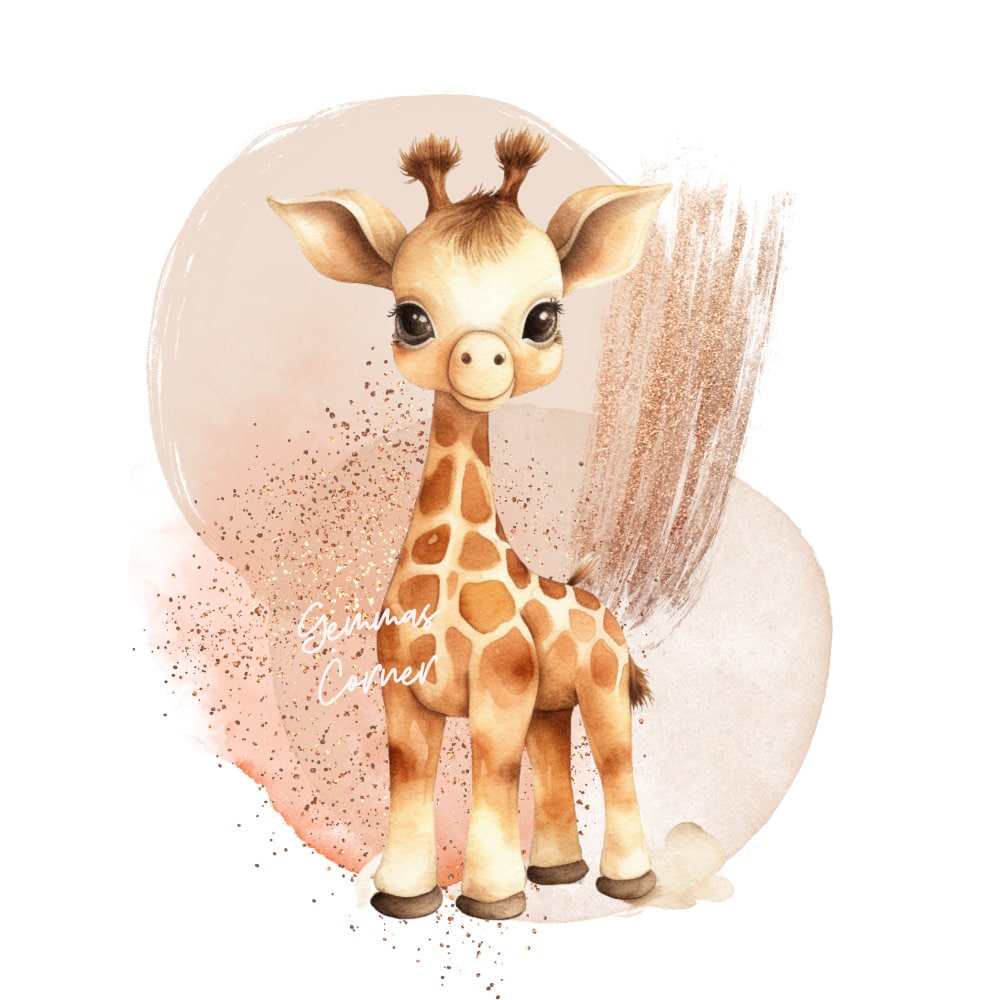 Baby Safari Giraffe PNG, Watercolor Cute Giraffe, Giraffe Print PNG ...