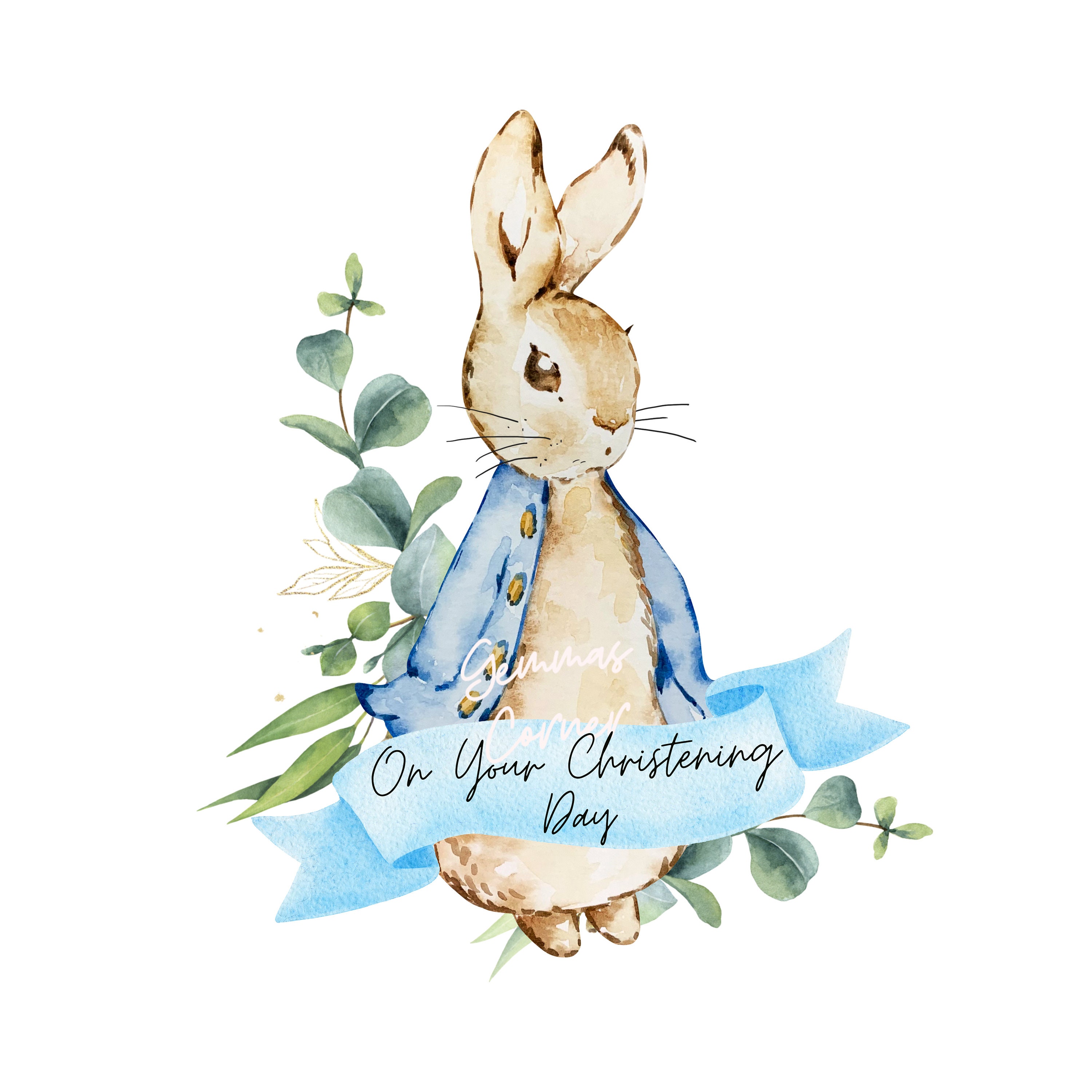 Peter the Rabbit Christening PNG, Baby Blue Christening Design ...