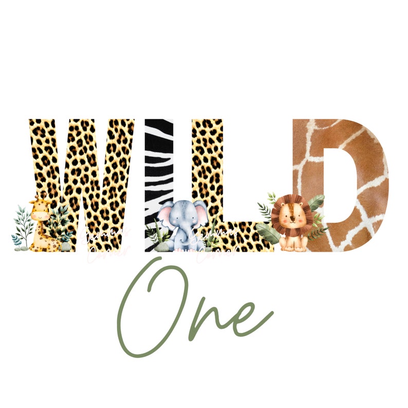 Wild One Graphic PNG, Watercolor Baby Animals, Wild One PNG, Birthday ...