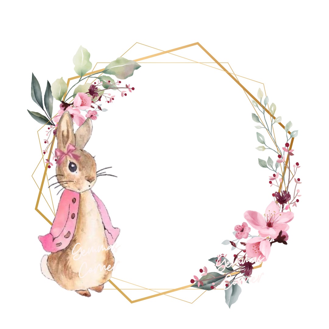 Flopsy Bunny PNG, Pink Peter the Rabbit Floral Ring, Flopsy Frame PNG ...