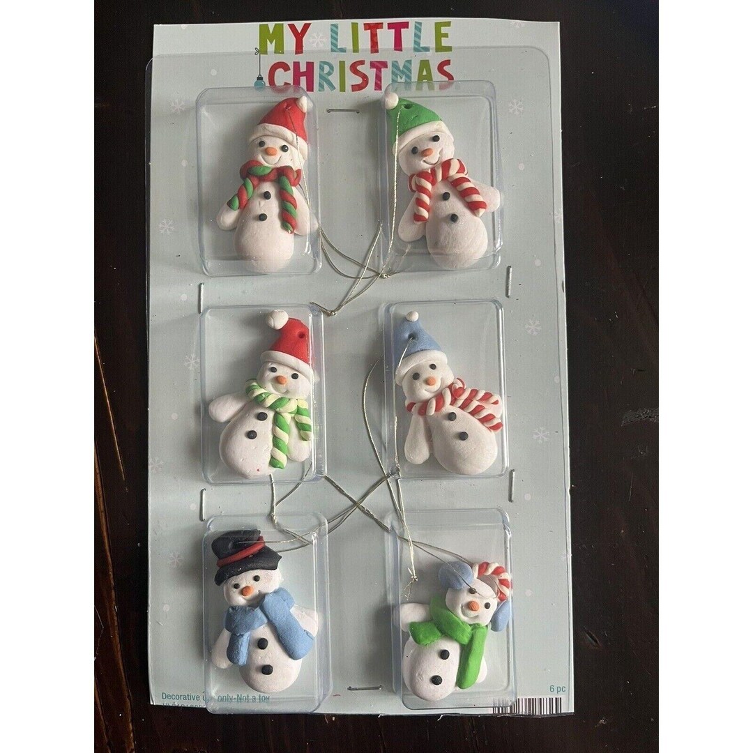 My Little Christmas Mini Snowmen Christmas Tree Ornaments 6 Flat ...