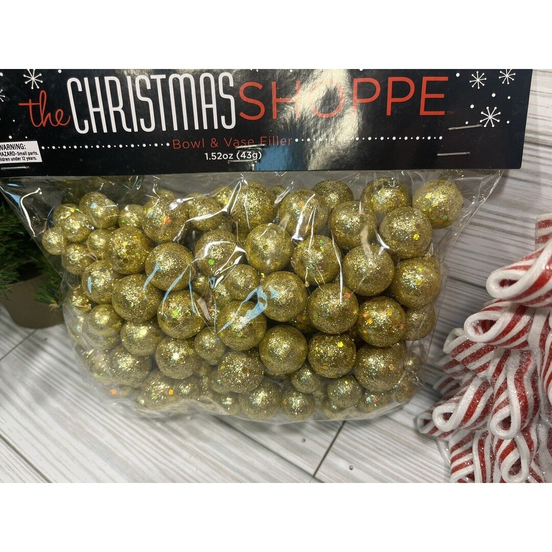 Christmas Shoppe Crafting GOLD GLITTER Sparkle Ball Bowl & Vase Filler ...