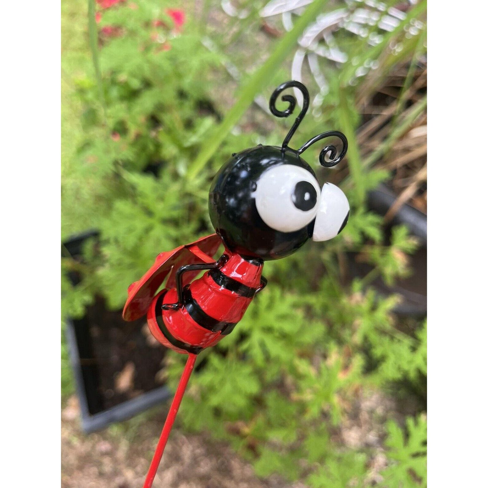 Ladybug Metal Garden Pick Metal Garden Pick 12-3/4 Flower Pot Stake U60 ...