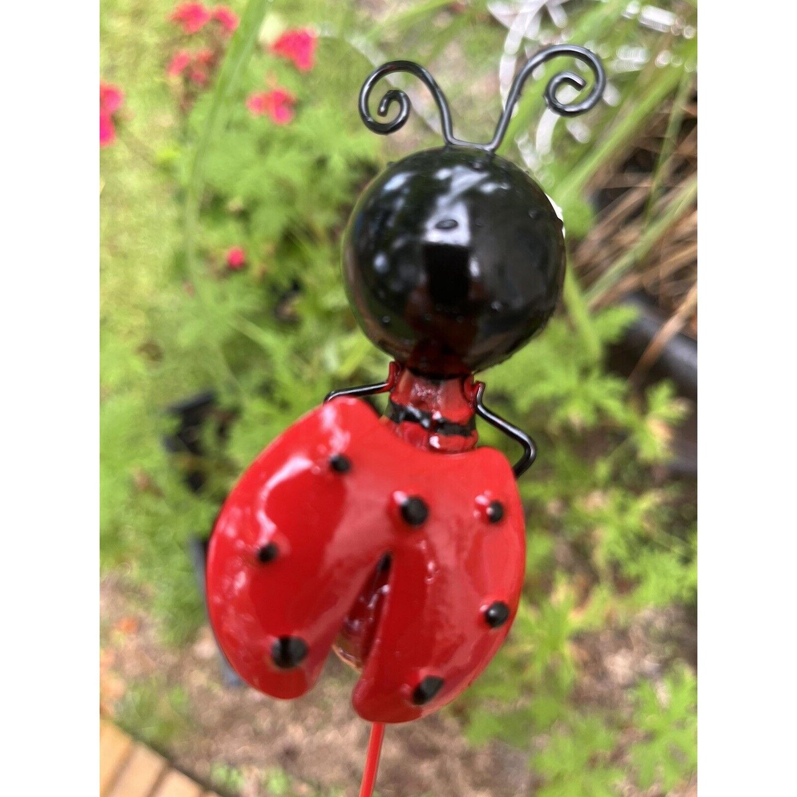 Ladybug Metal Garden Pick Metal Garden Pick 12-3/4 Flower Pot Stake U60 ...