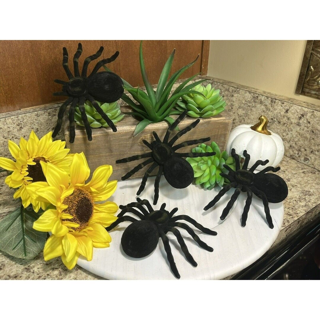 4 Pc 7 Black Fuzzy Tarantula Spider Realistic Tarantula - Etsy
