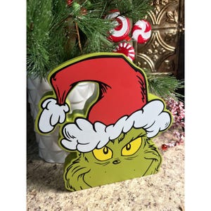 GRINCH Sign Christmas Home Decor Tabletop Mantle 8peeking Face Ornament ...