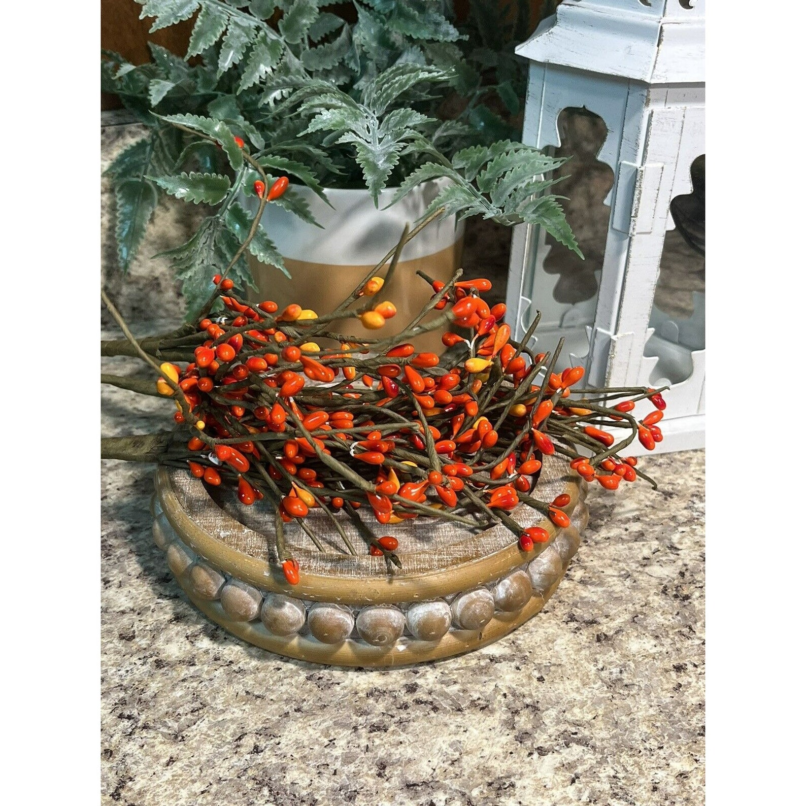 Fall Pip Berry Picks Set/3 Orange Primitive Fall Floral Decor 12 Inch ...
