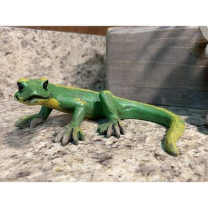 2x Yard Sculpture Green Lizard WHIMSICAL Garden Statue Resin Garden ...