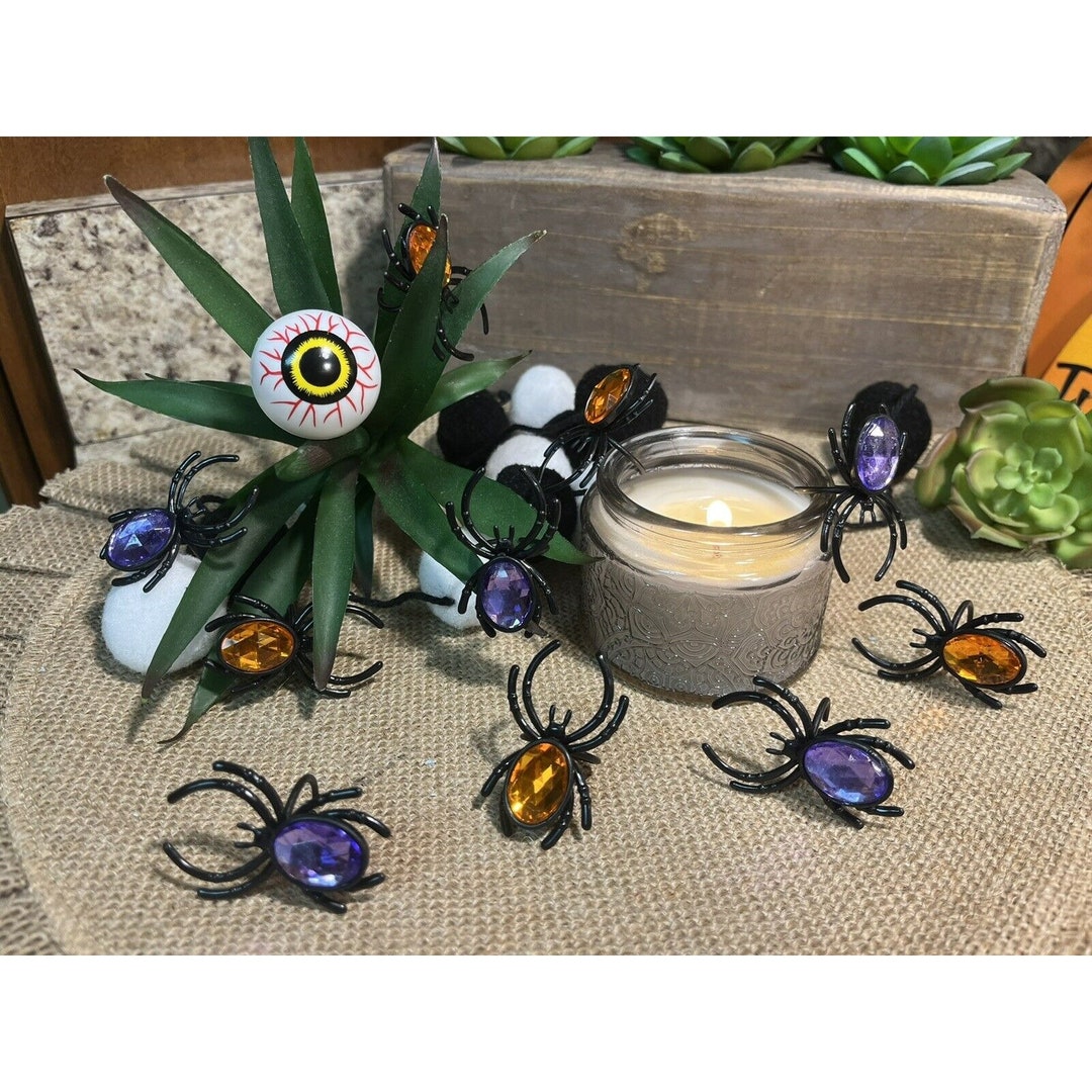 Decorative Craft Supply Material 20pc Spider Gem Rings Halloween Props ...