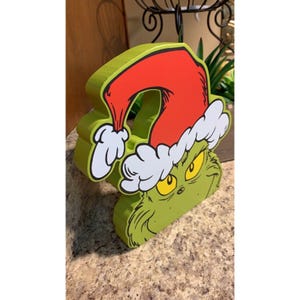 GRINCH Sign Christmas Home Decor Tabletop Mantle 8peeking Face Ornament ...