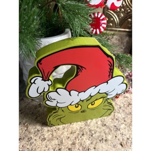 GRINCH Sign Christmas Home Decor Tabletop Mantle 8peeking Face Ornament ...