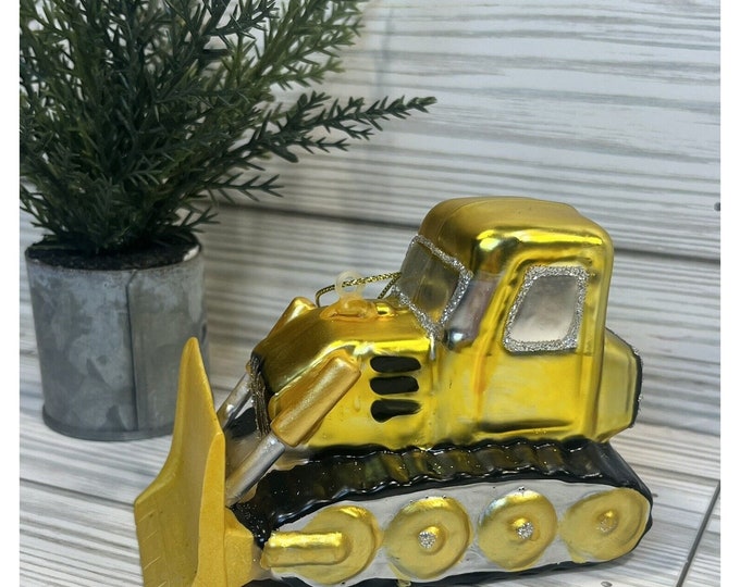 Glass Glittered BULLDOZER Construction Christmas Ornament Do-it ...