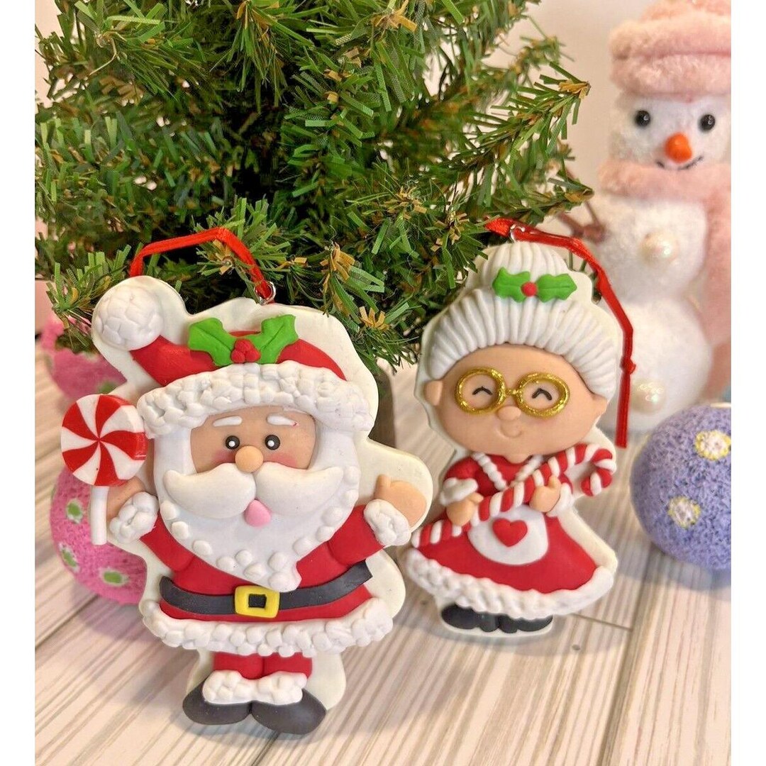Mrs. Mr. Claus Clay Christmas Tree Ornament Santa Claus & Mrs. Claus ...