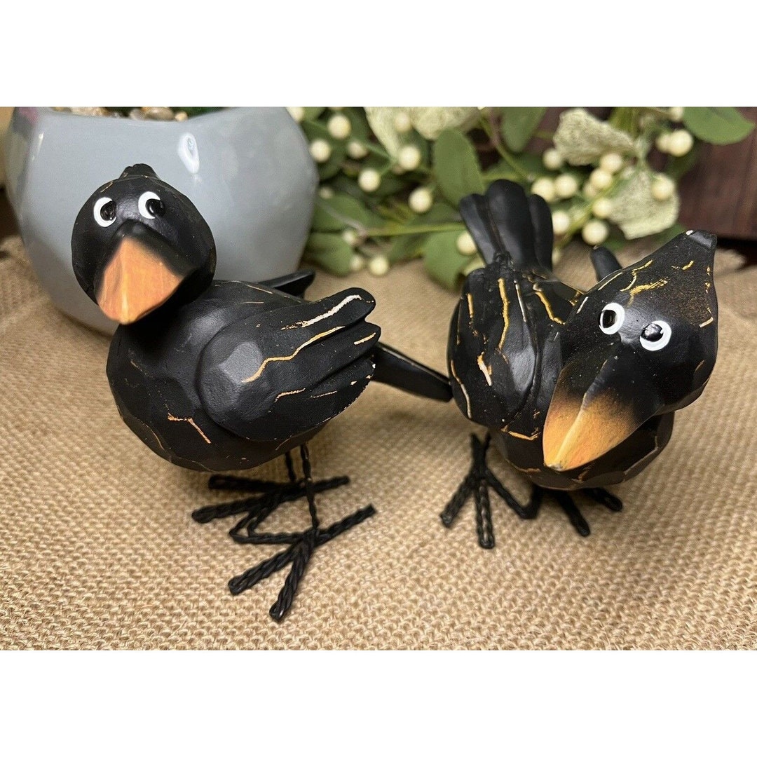 2pc Judgemental Bird Hobby Lobby Black & Orange Crows Fall Decor-right ...