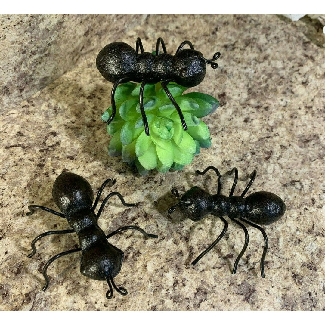 Set of 3 SOLID Metal Yard BLACK Ants WHIMSICAL Garden Decor Home ...