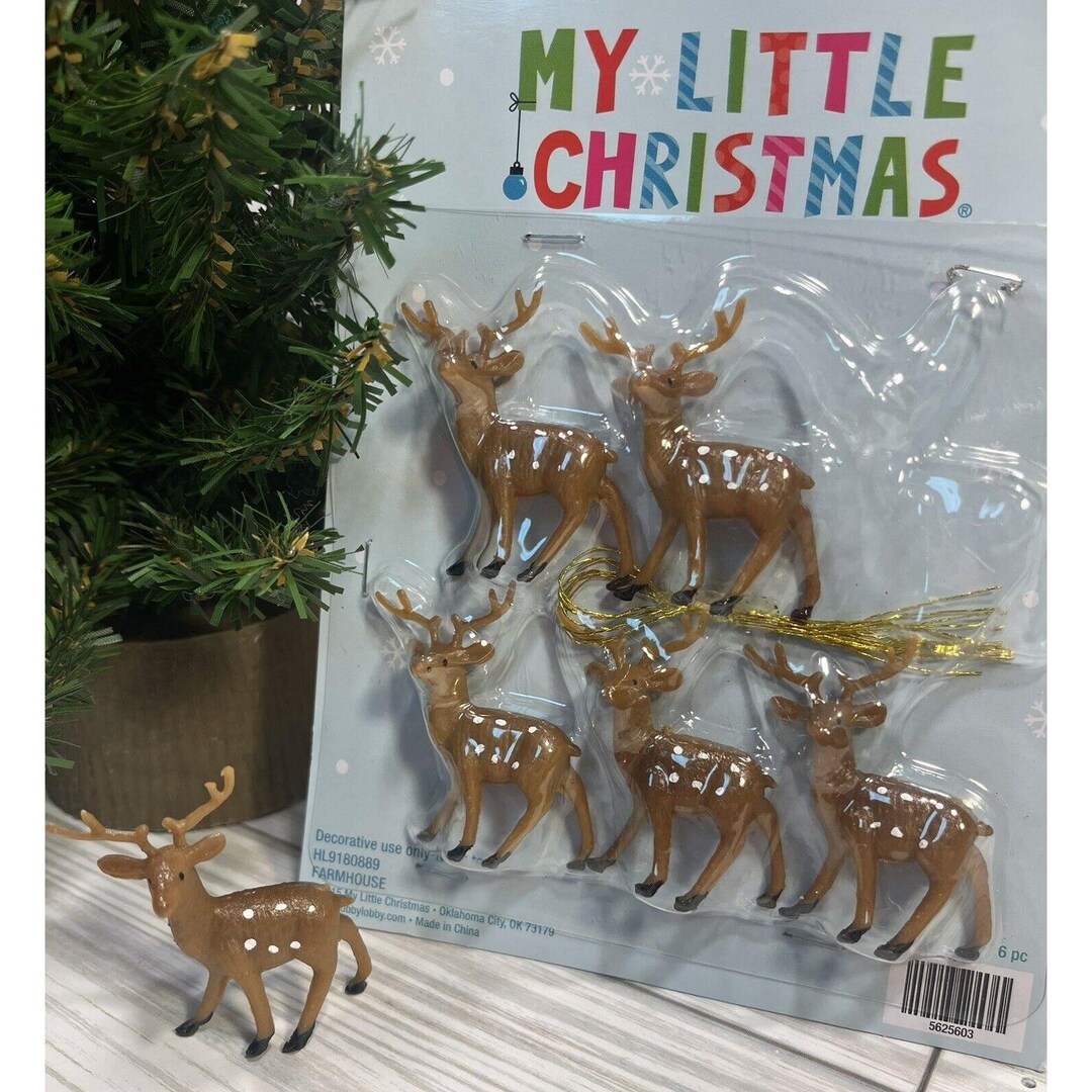 My Little Christmas Mini Reindeer Ornaments 6 Tiny Reindeer S32 - Etsy