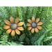 2x Whimsical Metal Yellow Flower Garden Stakes Flower Pot Deco ...