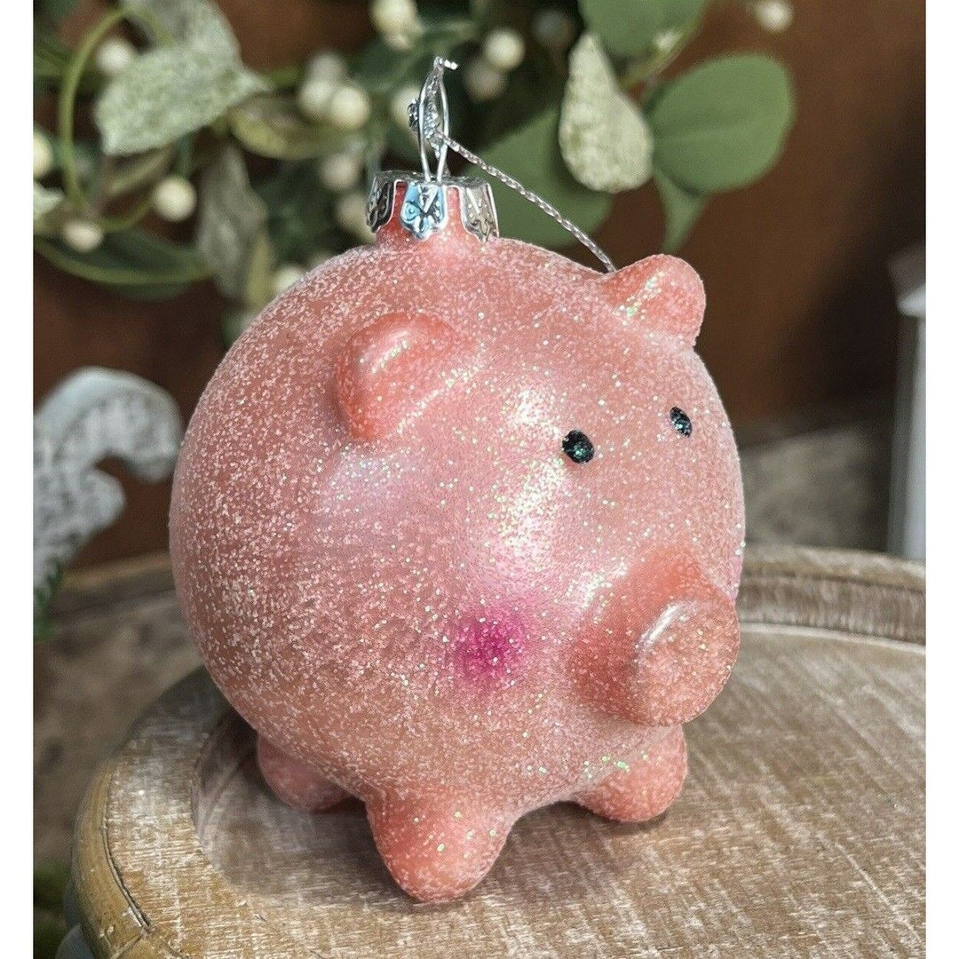 RL Glass Round Pink Pig Ball Christmas Ornament Christmas Ornament ...