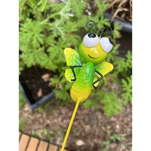 Green Bug Metal Garden Pick Metal Garden Pick 12-3/4" Flower Pot Stake ...