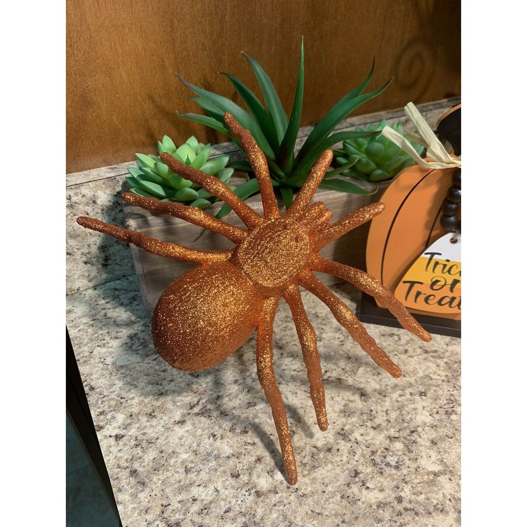 Realistic Orange Glitter Spider Tarantula Fake/prankhalloween Lg 7" W X ...
