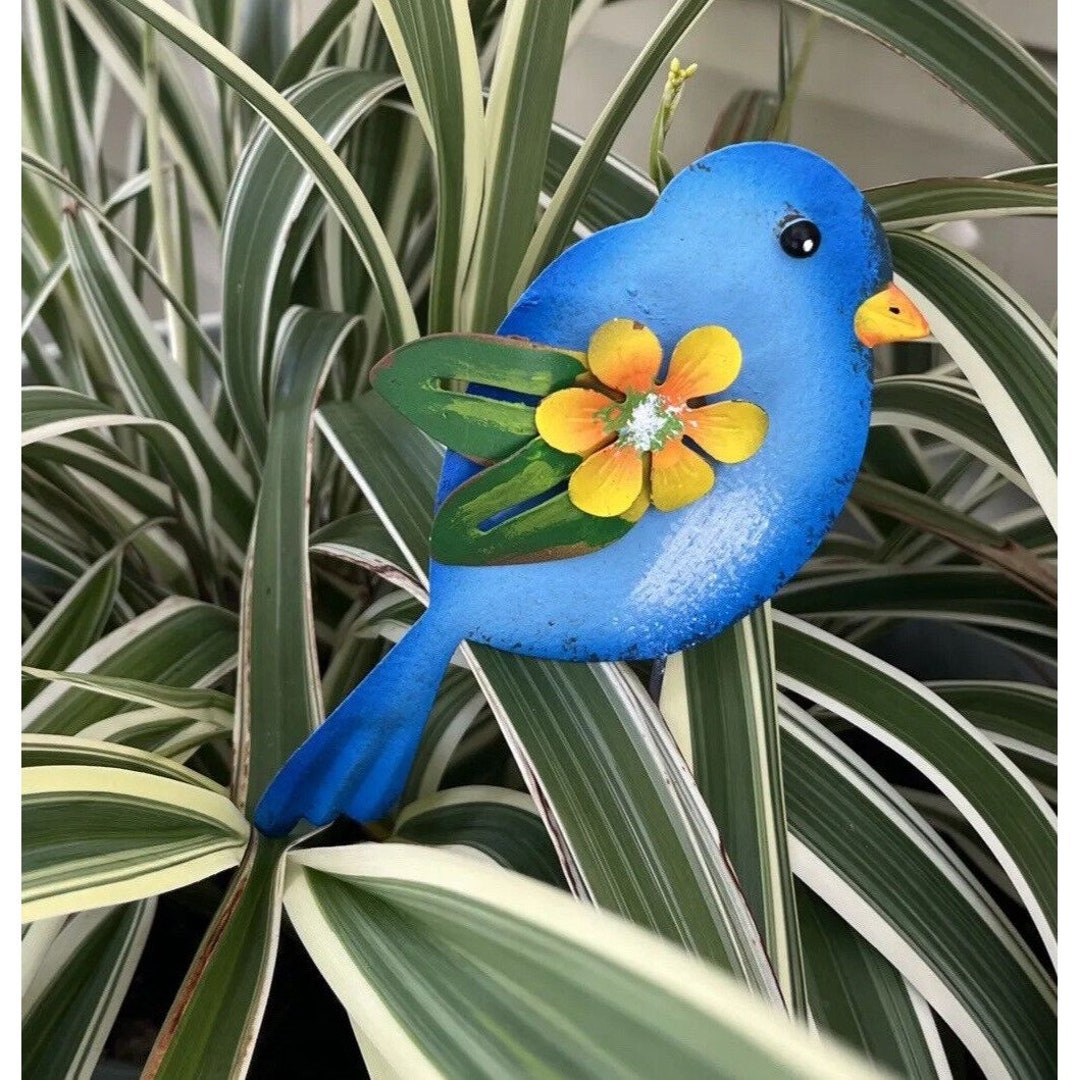 Metal Blue Bird Flower Garden Pick 14.5 H X 3.5 W - Etsy