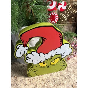GRINCH Sign Christmas Home Decor Tabletop Mantle 8peeking Face Ornament ...