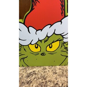 GRINCH Sign Christmas Home Decor Tabletop Mantle 8peeking Face Ornament ...