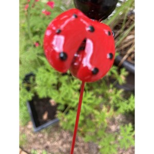Ladybug Metal Garden Pick Metal Garden Pick 12-3/4" Flower Pot Stake ...