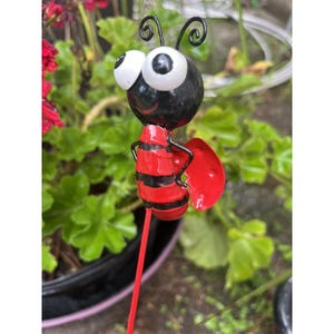 Ladybug Metal Garden Pick Metal Garden Pick 12-3/4" Flower Pot Stake ...