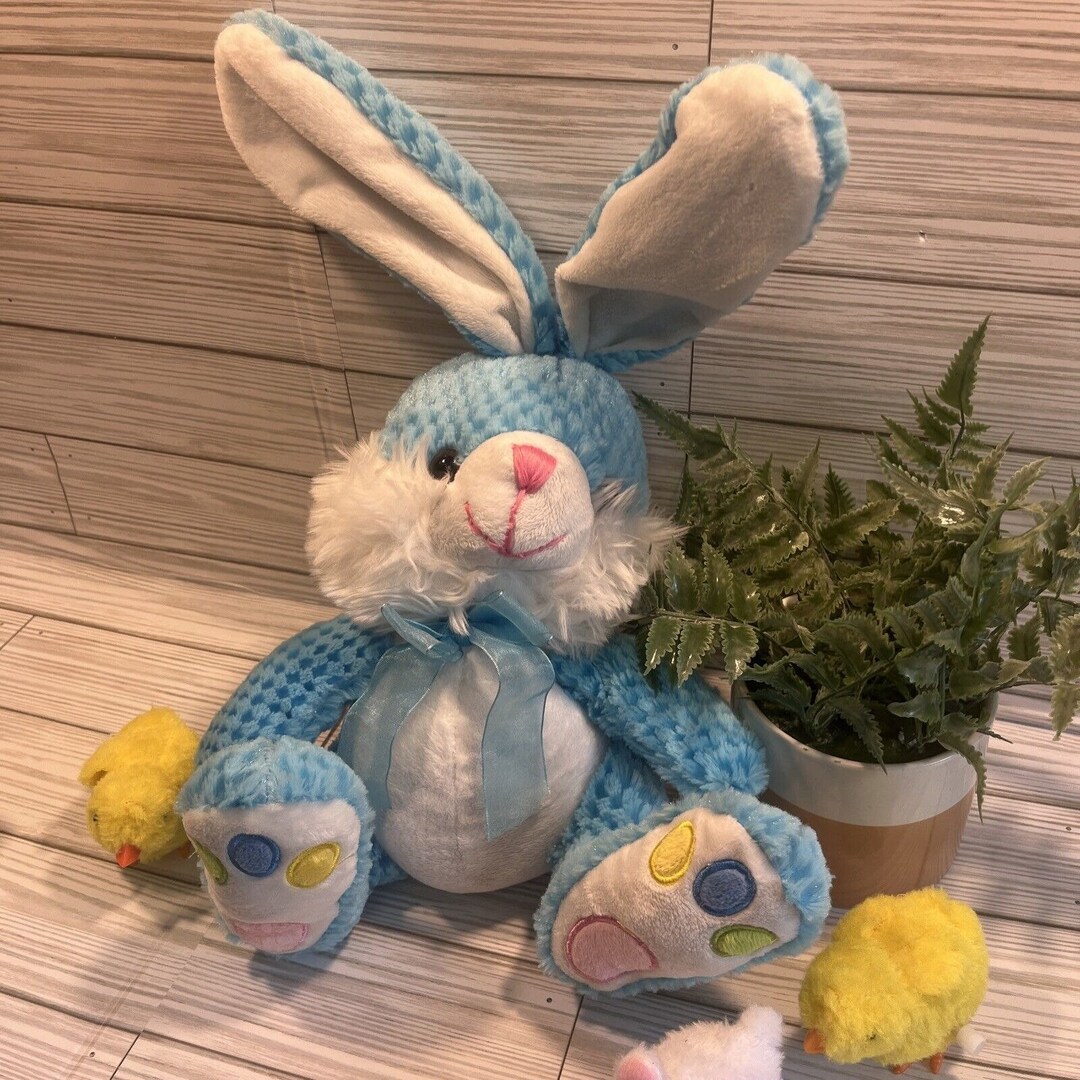 Easter Blue Bunny Rabbit Floppy Ears Plush 2009 Stuffed Animal 17 in ...
