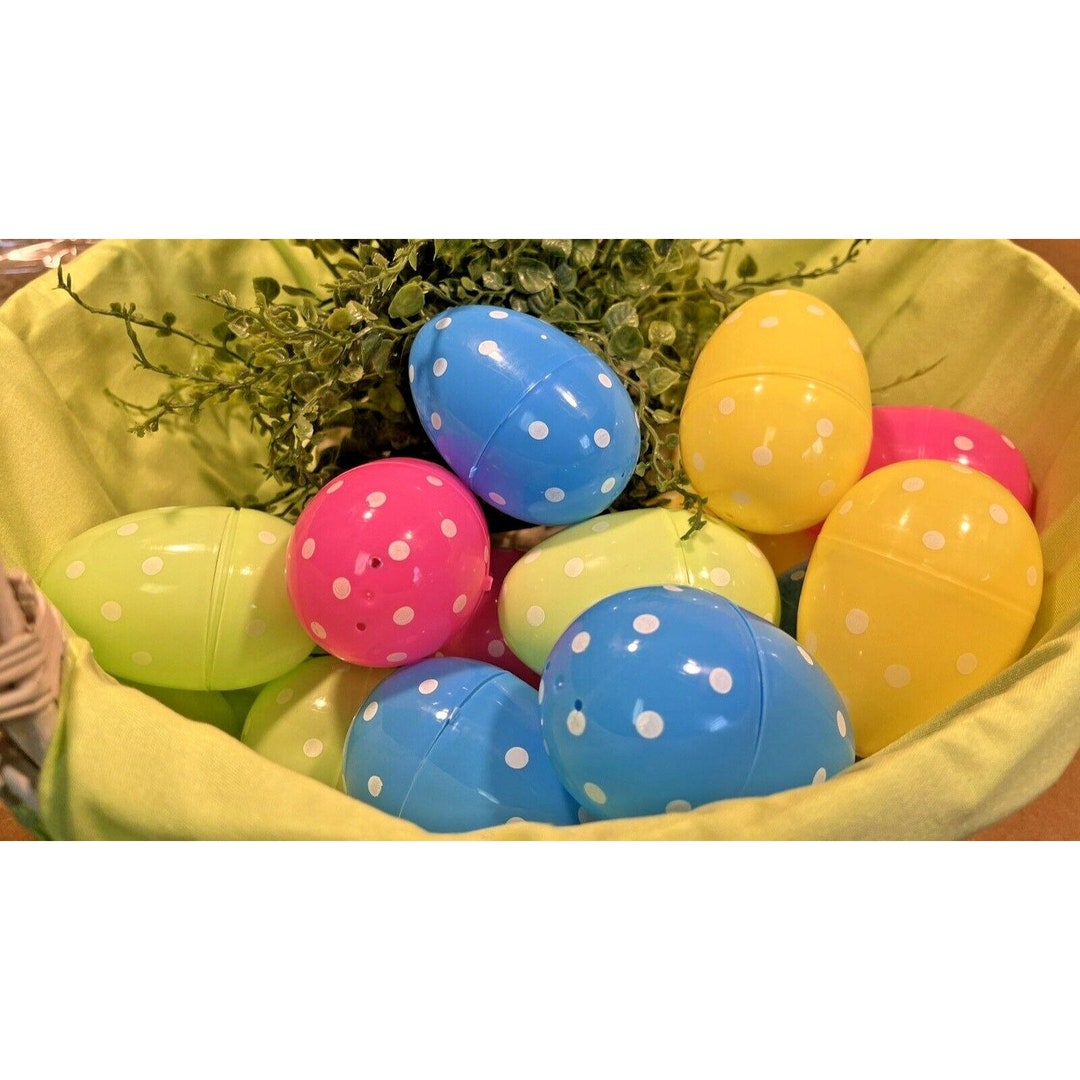 16 Easter Egg Pastel Polka Dot Easter Eggs Plastic Easter Eggs Decor ...