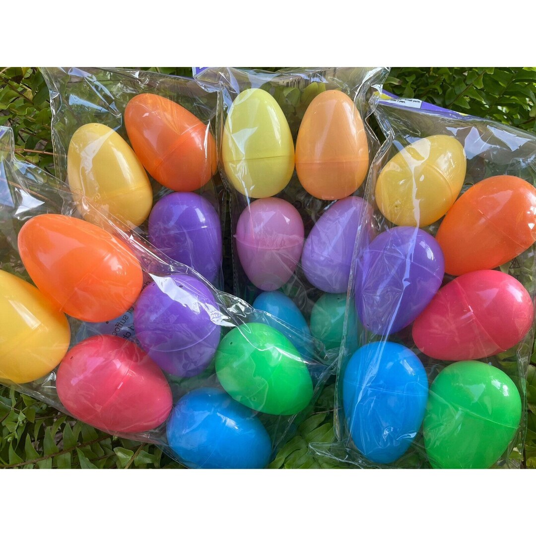 24pcs Easter Empty Eggs Plastic Holiday Seasonal DIY Decoration Toys ...